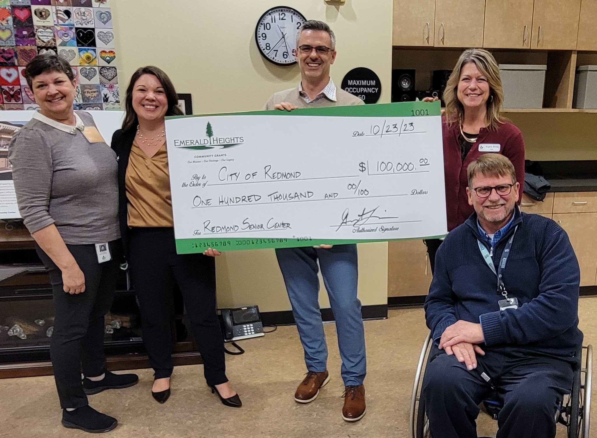 Emerald Heights Donates $100,000 for Construction of New Redmond Senior ...